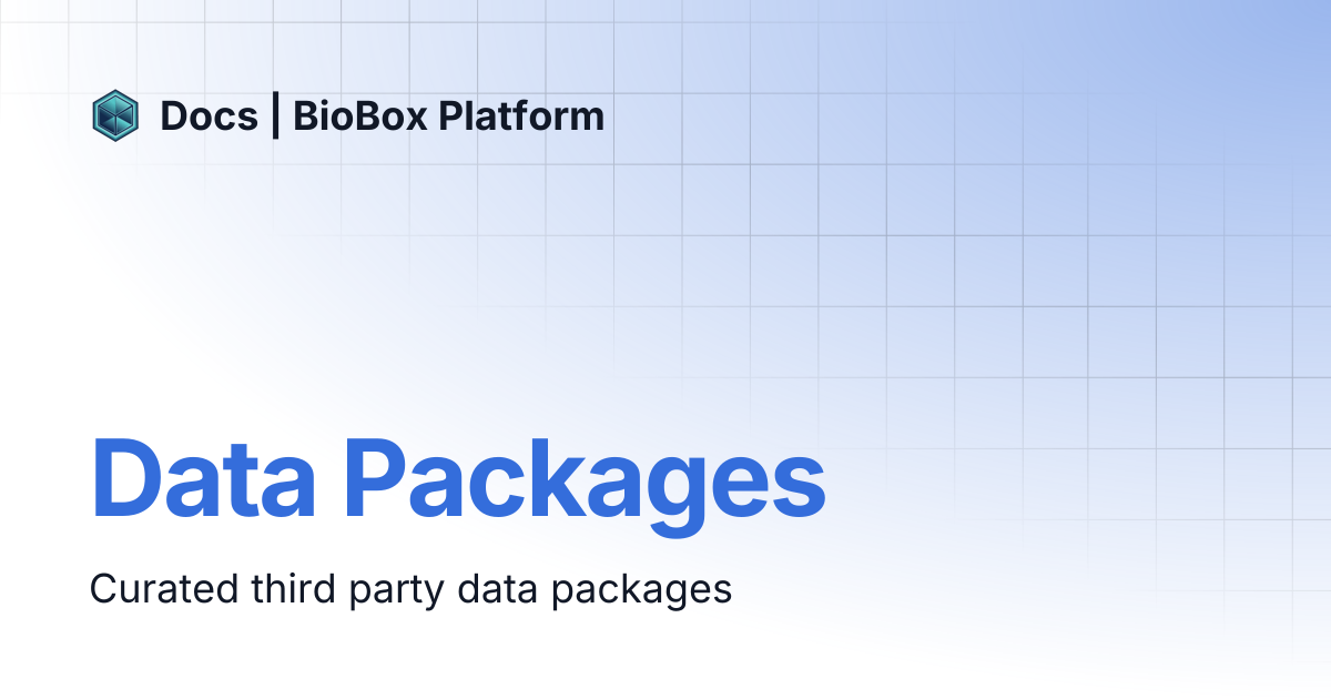 Data Packages | Docs | BioBox Platform